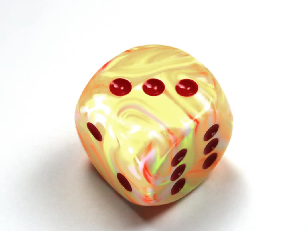 Jumbo 30mm D6 Six Sided Die Festive Sunburst Red Dice Extra Large RPG ...