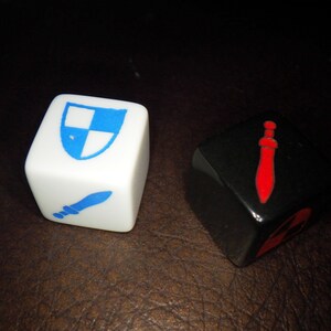 Shield and Sword Custom D6 Die 16mm Gaming Tabletop RPG Dice Roleplay ...