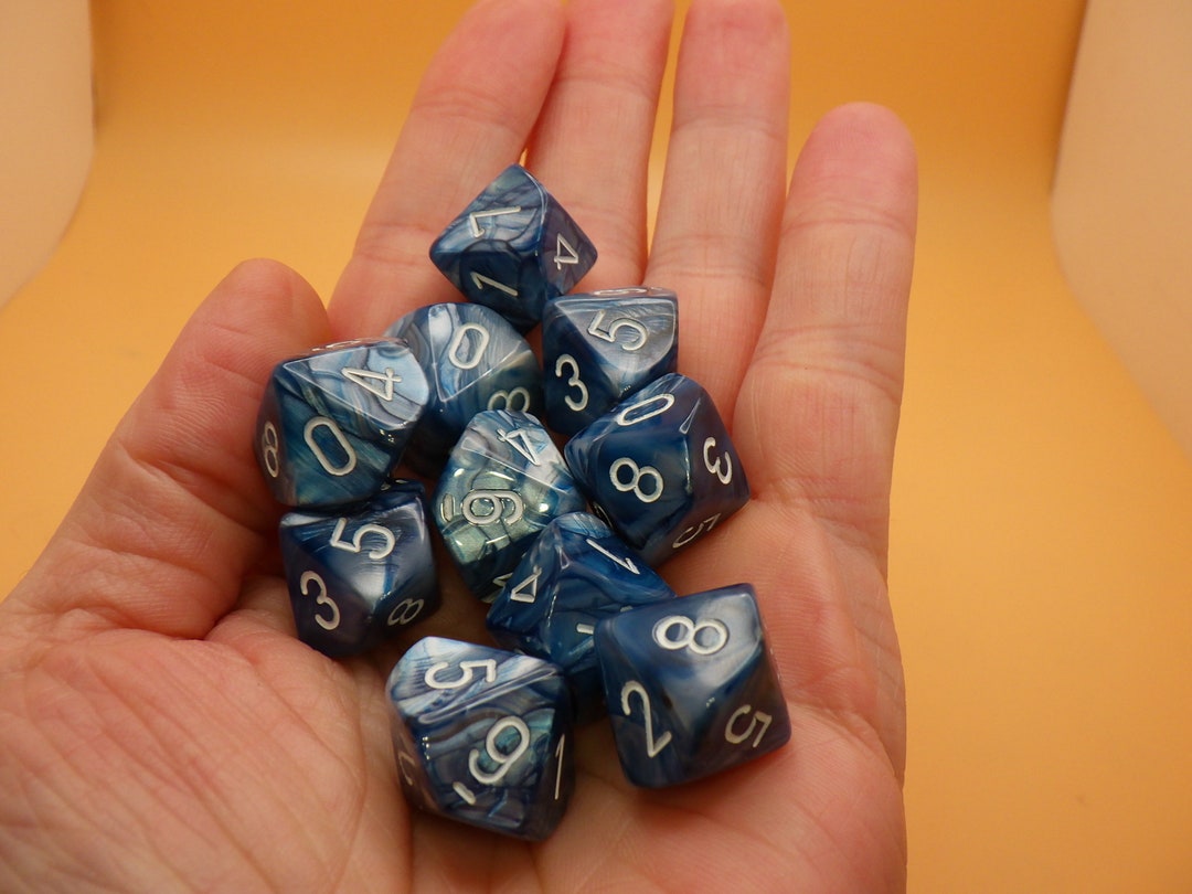 16mm Set of Ten D10 Dice - Lustrous Slate With White - RPG Tabletop ...