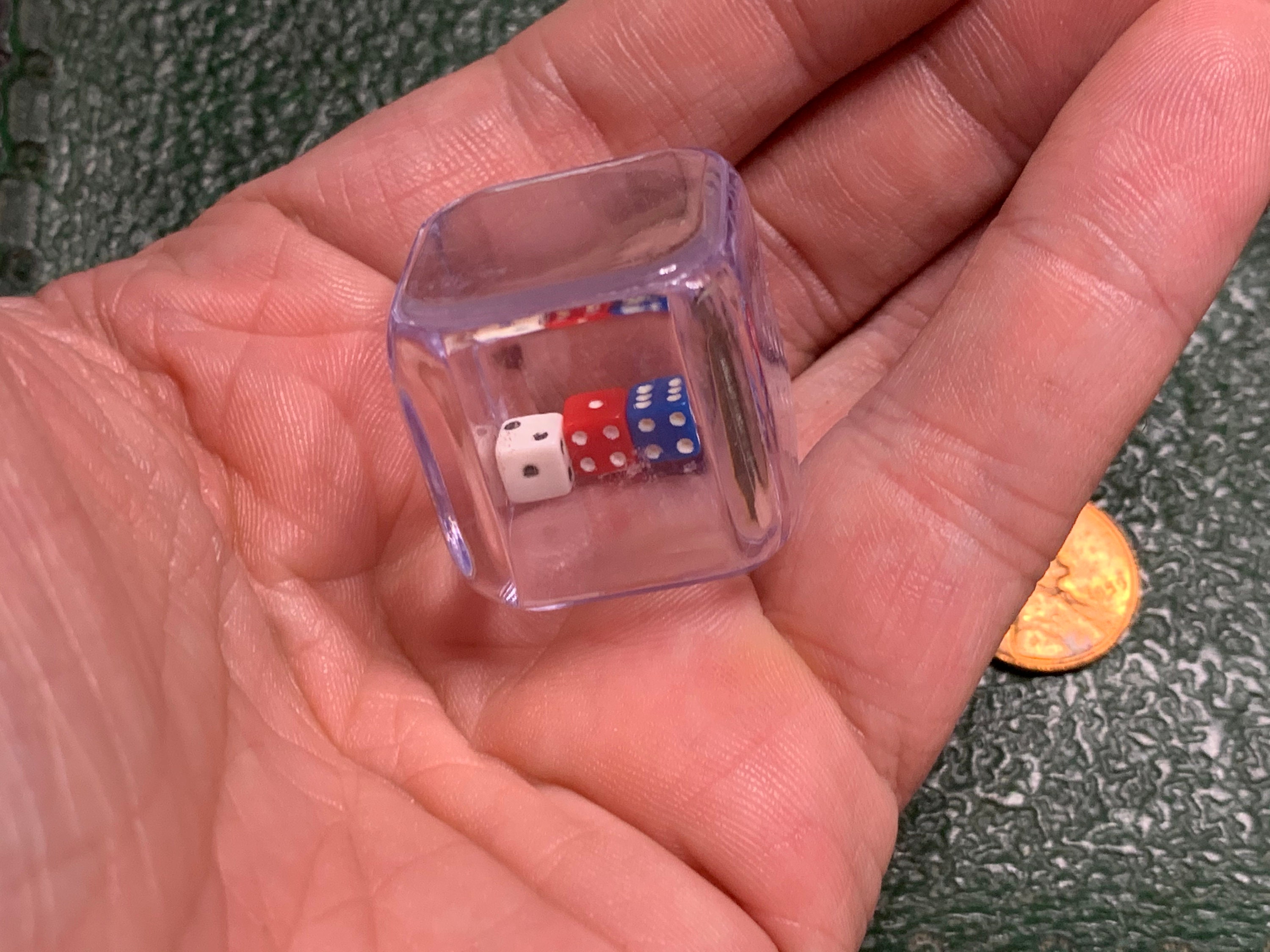Triple D6 - Three Small D6 in Large Clear D6 Die - RPG Dice Tool ...