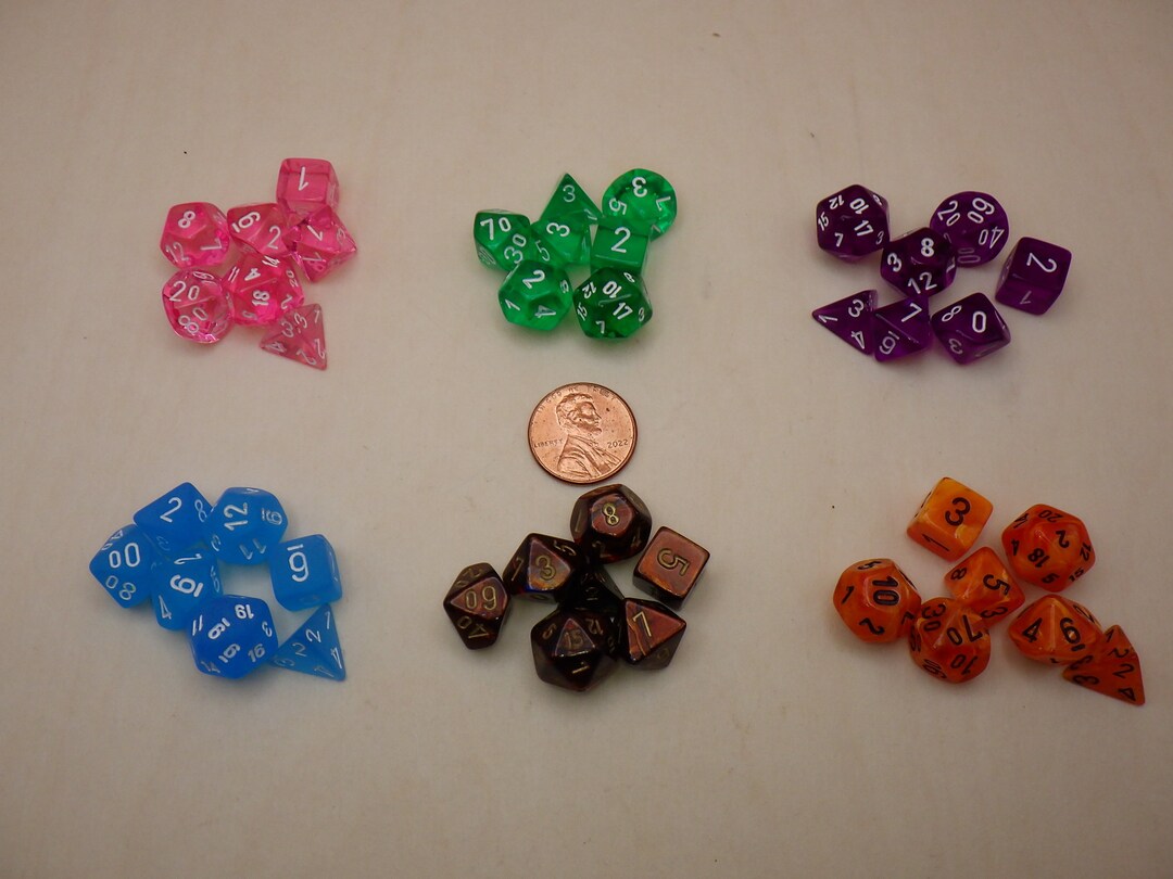10mm Mini Polyhedral Dice Set - 7 Piece Tiny RPG Dice for D&D ...