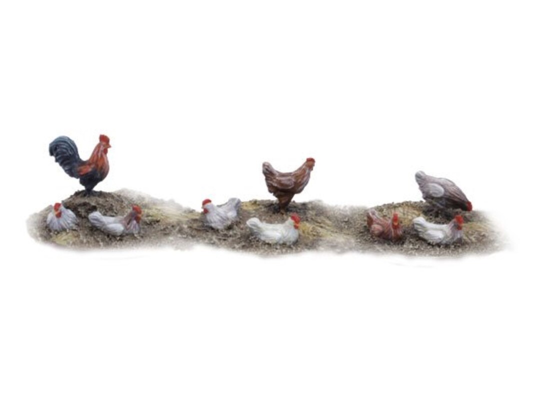 Chickens and Rooster - Set 2 (9) - Models Miniatures Figures RPG ...