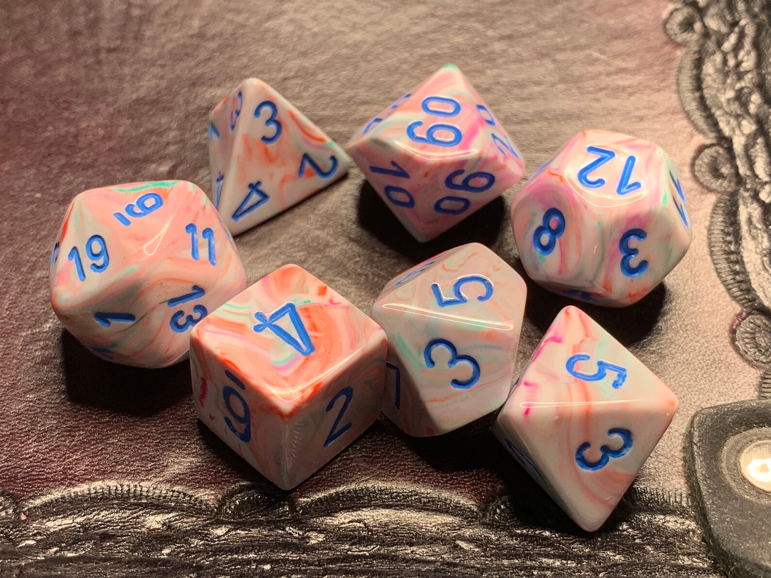 7 Die Polyhedral Dice Set Festive Pop Art With Blue RPG - Etsy