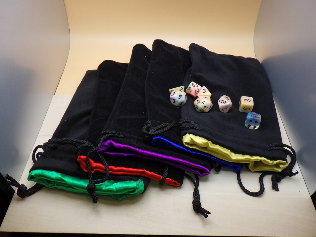 5x8" Velvet Dice Bag, Satin Lined RPG Tabletop Gaming CCG Roleplay LARP ...
