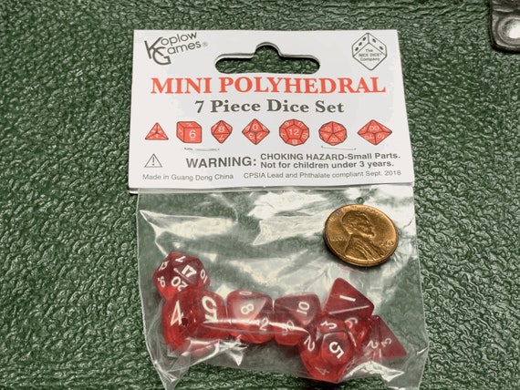 Mini Polyhedral 7 Dice Set Transparent Red With White RPG | Etsy