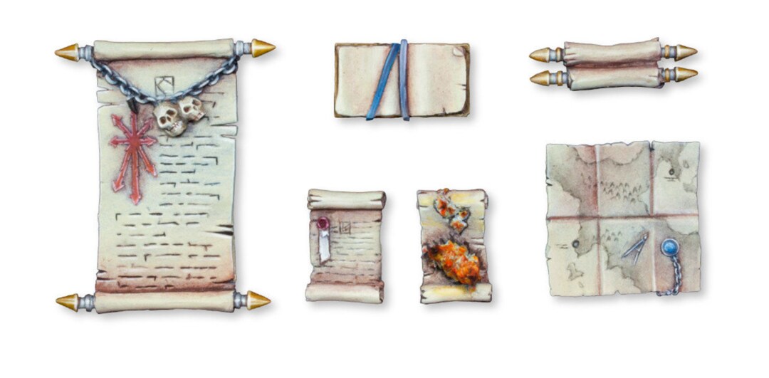 Maps and Scrolls - Set 1 (6) Miniatures Figures RPG Tabletop Roleplay ...