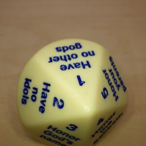 Ten 10 Commandments D10 Die 29mm Ivory With Blue Random Roll Decision ...