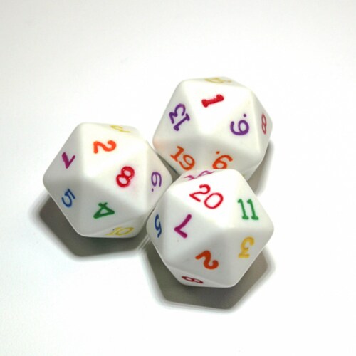D20 twenty Sided Polyhedral Die White With Rainbow Colors | Etsy
