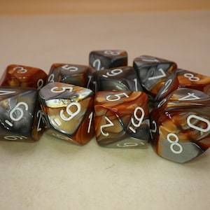 10D10 16mm Set of Ten D10 Dice - Your Choice of Colors - RPG Tool ...
