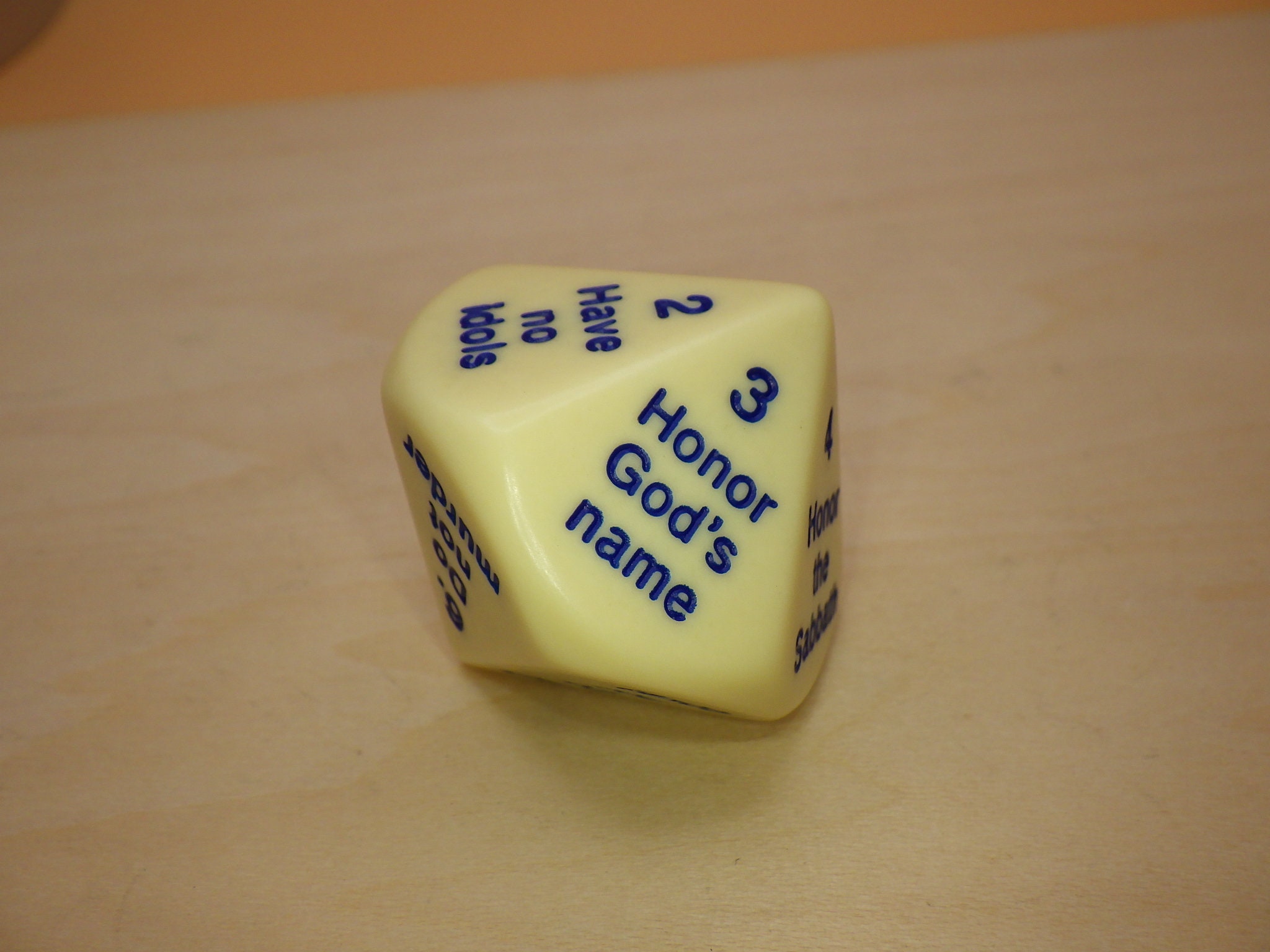 Ten 10 Commandments D10 Die 29mm Ivory With Blue Random Roll Decision ...