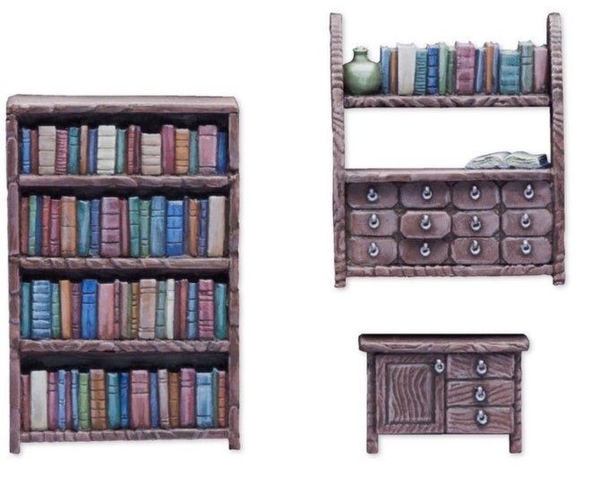 Bookshelfs and Commode Set 3 Miniatures Figures RPG Tabletop Roleplay ...