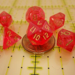 Clear Pink With Gold 10MM Mini Polyhedral 7-die Roleplaying Dice ...