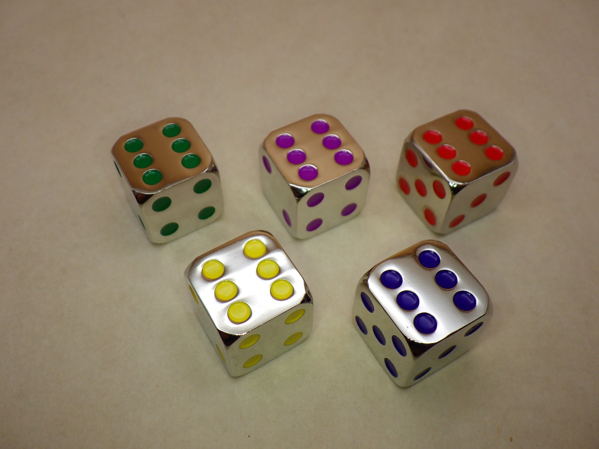 Metal D6 Dice Silver / Colored Pips 15mm Six Sided Die | Tabletop RPG ...