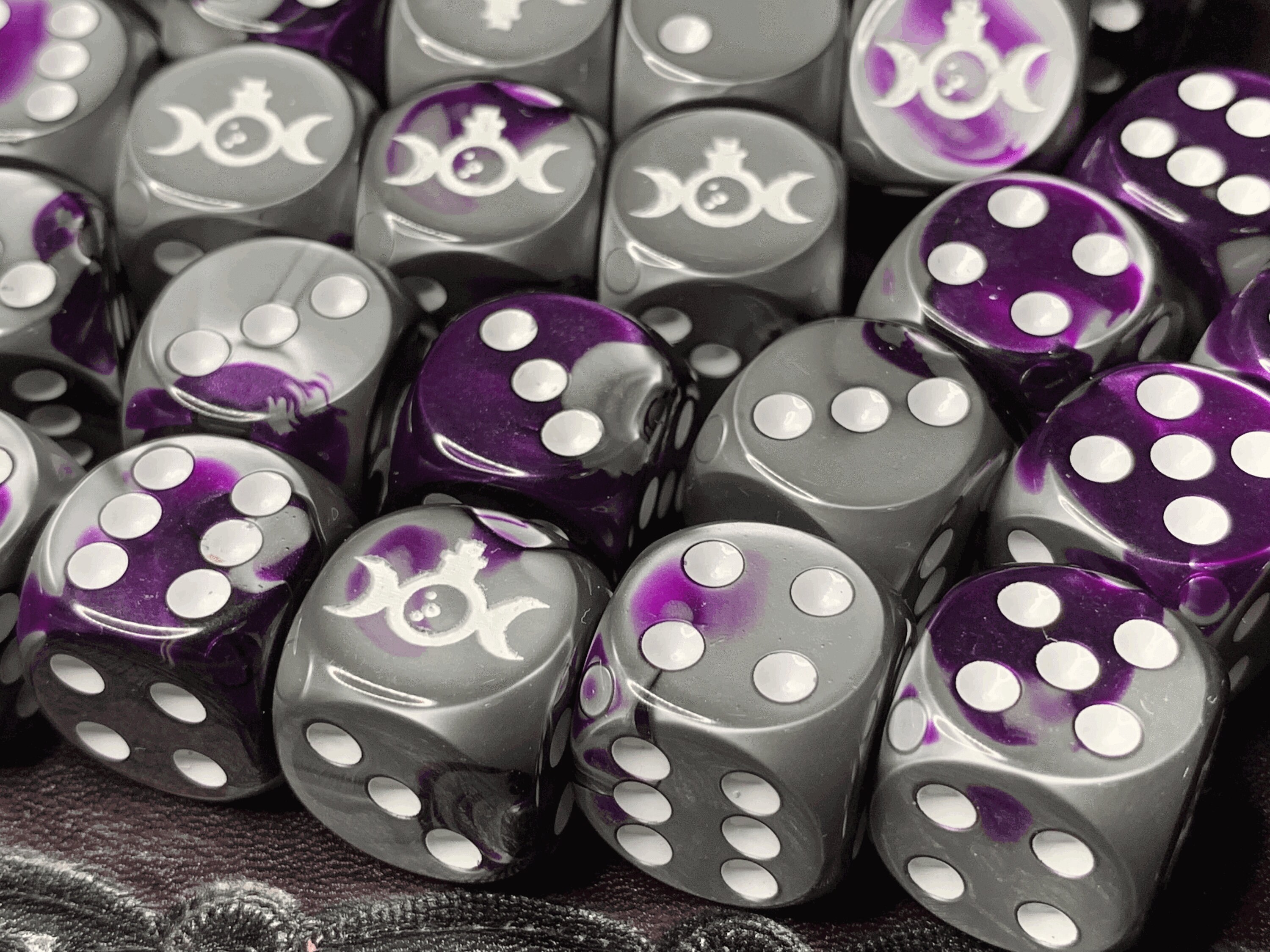 Lori's Laboratory Offical Dice - White Potion Bottle on Purple and ...