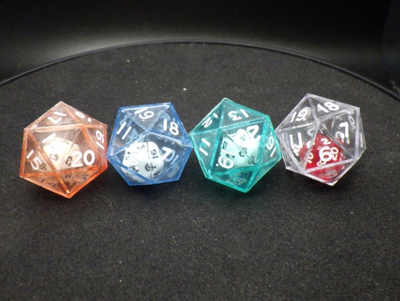 Double D20 Small Twenty Sided Die in Larger Transparent - Etsy