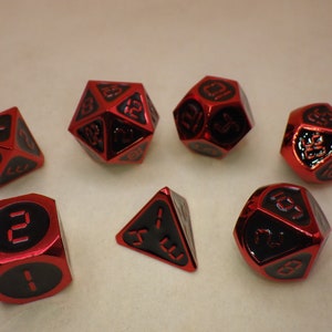 Metal Red With Black Enamel 16mm Polyhedral Dice Set (or Individually ...