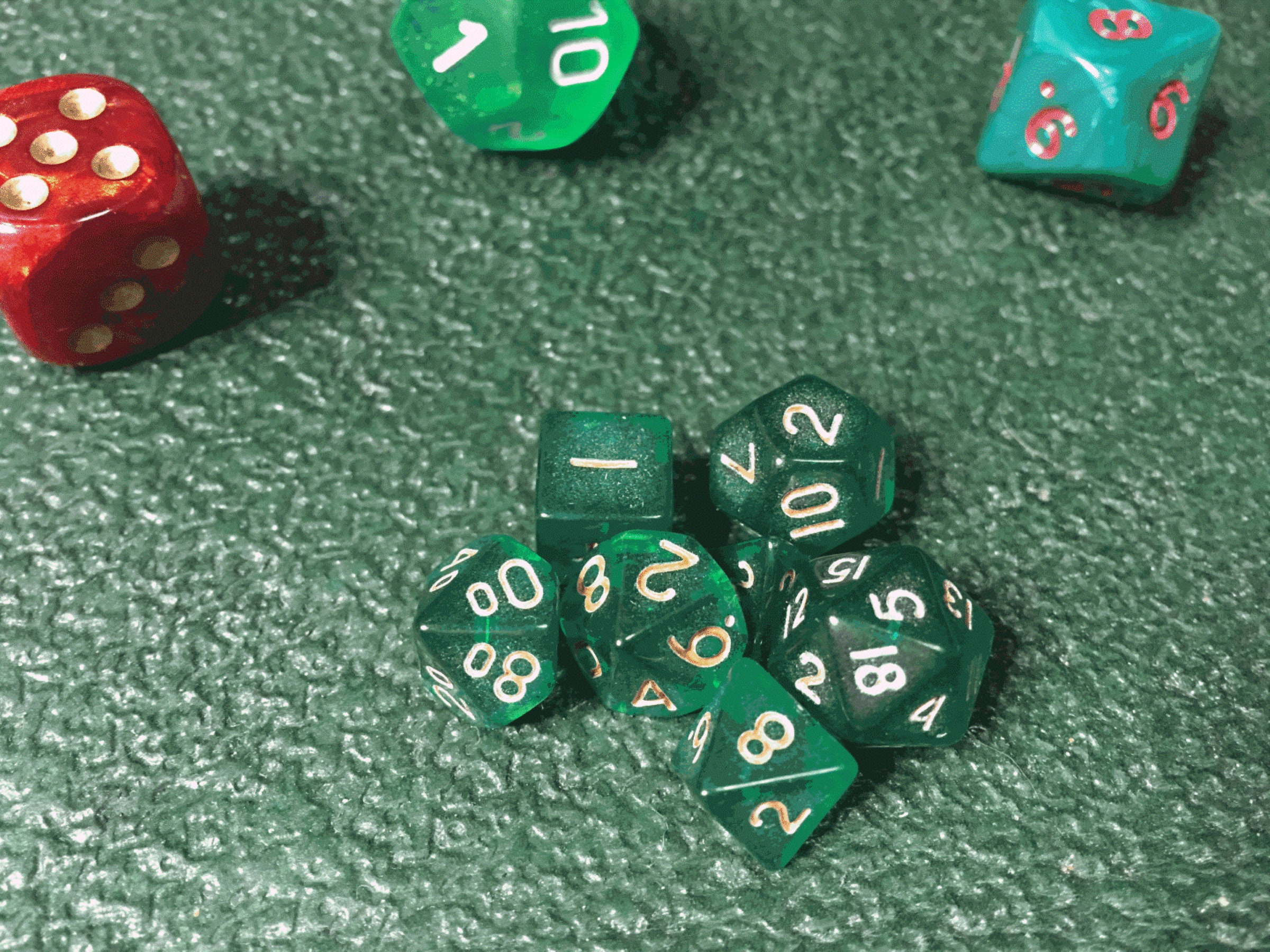 Clear Dark Green-gold 10MM Mini Polyhedral 7-die Roleplaying - Etsy