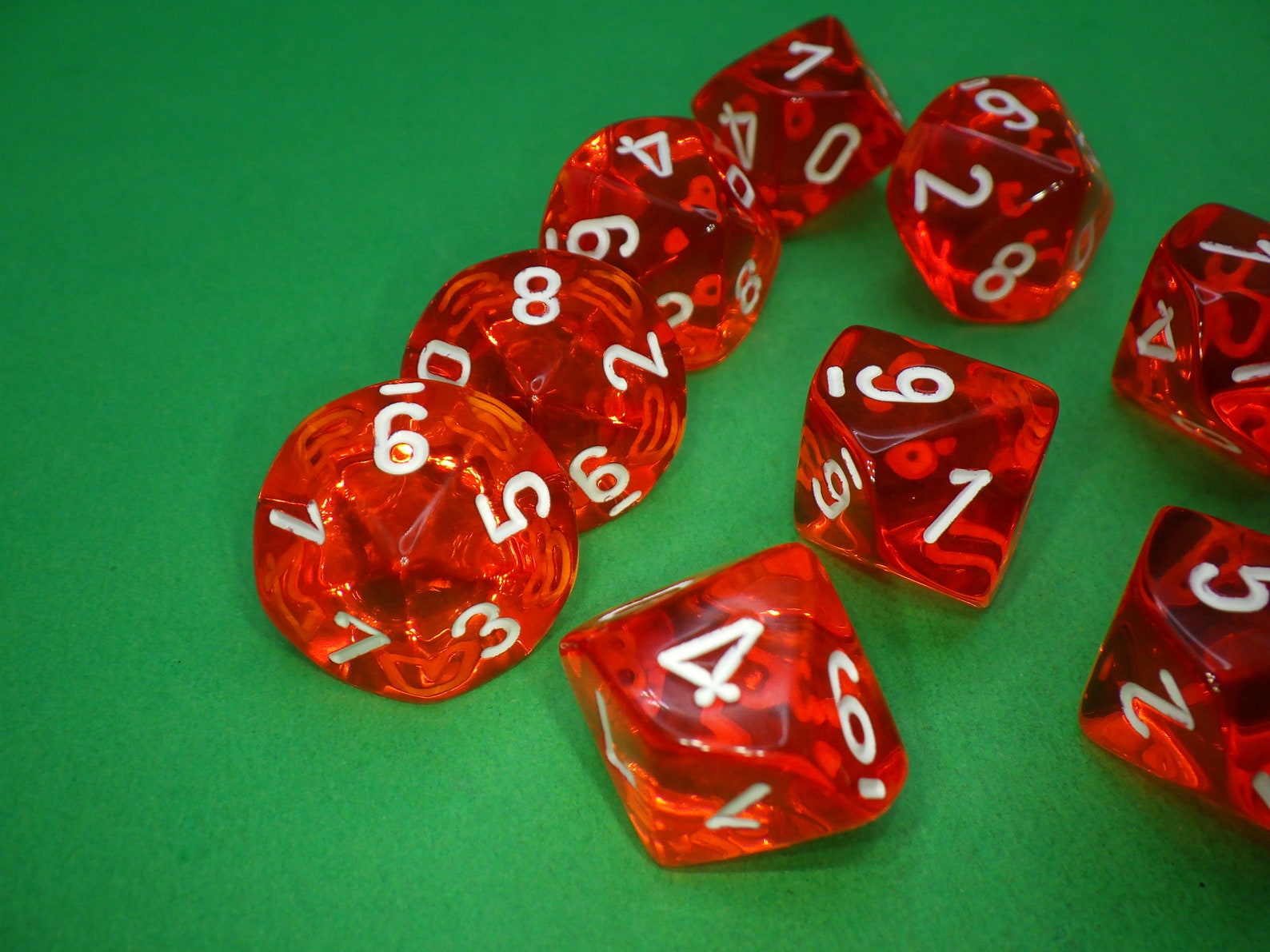 16mm Set of Ten 10D10 Dice - Translucent Orange With White - RPG ...