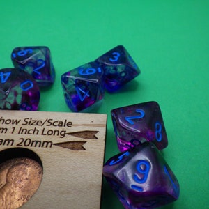 10D10 16mm Set of Ten D10 Dice - Nebula Glow in the Dark Nocturnal Blue ...