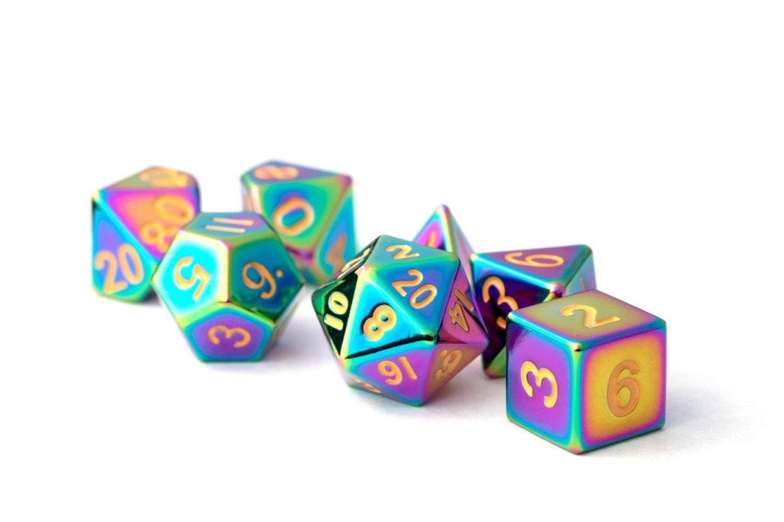 Metal Torched Rainbow 16mm Polyhedral Dice Set or - Etsy
