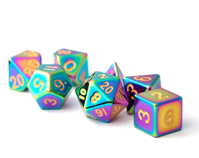 Metal Torched Rainbow 16mm Polyhedral Dice Set or - Etsy