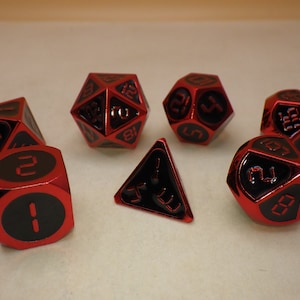 Metal Red With Black Enamel 16mm Polyhedral Dice Set (or Individually ...