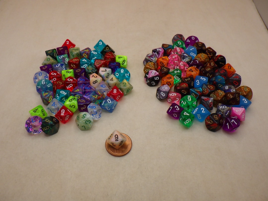 10mm Mini D10 Dice - CHOOSE Bag of X50 - Assorted Loose Polyhedral Ten ...