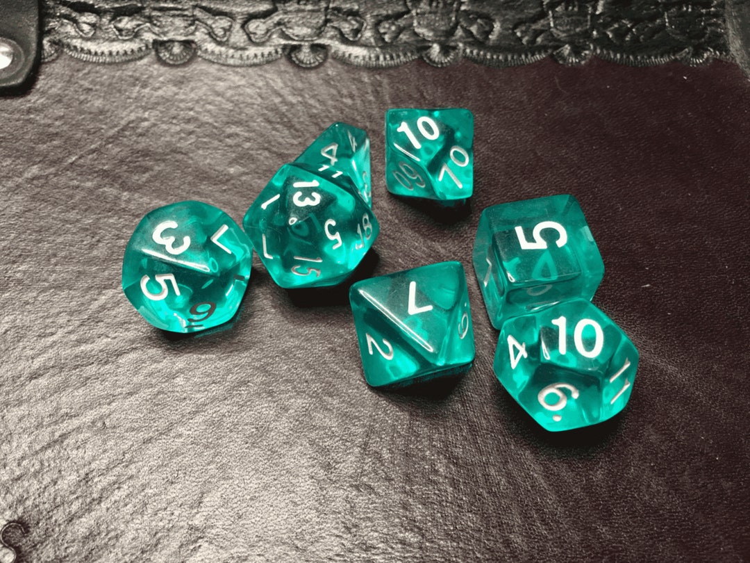 16mm 7 Dice Polyhedral Dice Set - Cloud Drop - RPG Tabletop Gaming ...