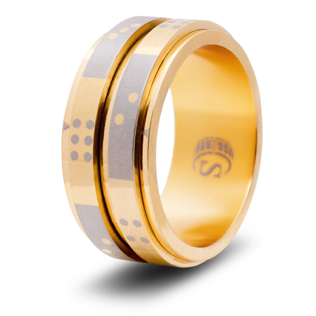 2d6-sided (with Pips) Dice Random Number Spinner Ring Gold RPG Tabletop ...