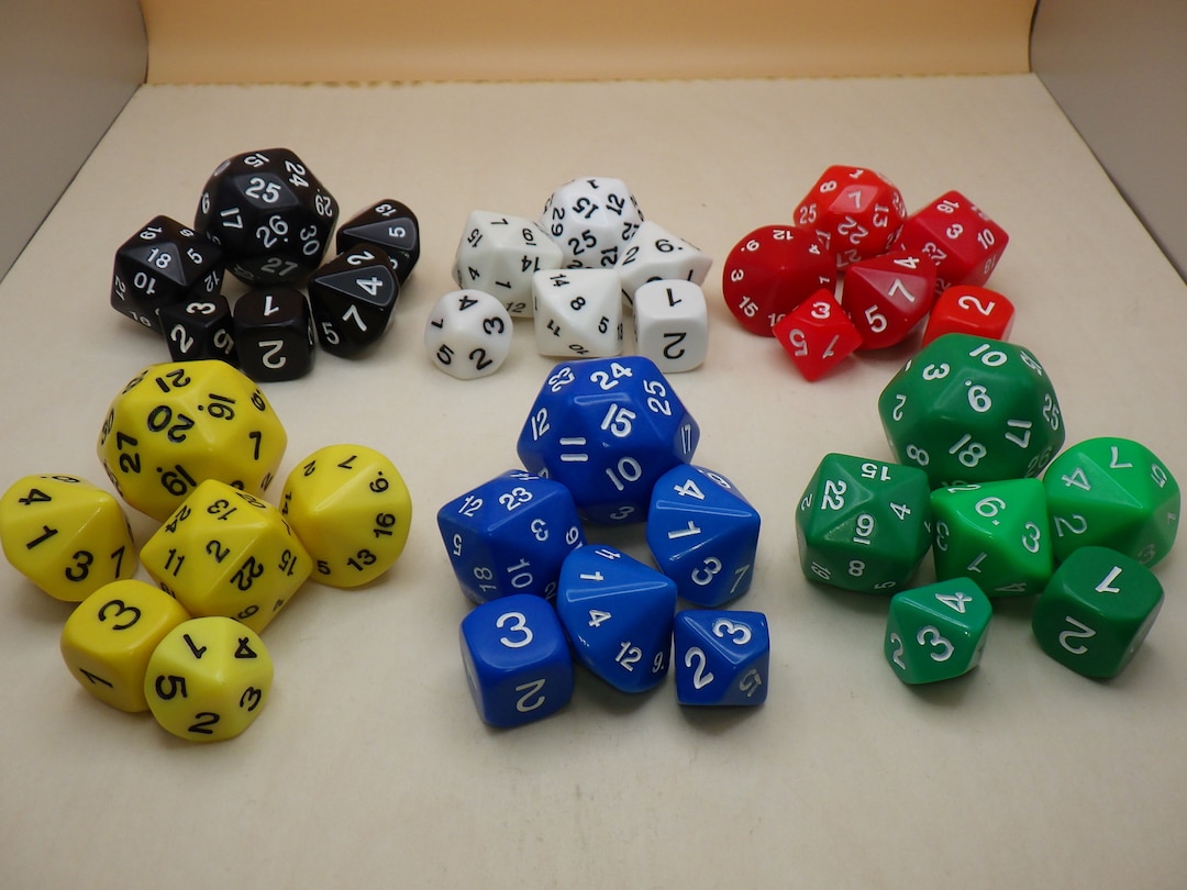 Who Knew? 6 Die Dice Set - D3, D5, D7, D16, D24, D30 - Choose Color - RPG Tool Supply Counters ...