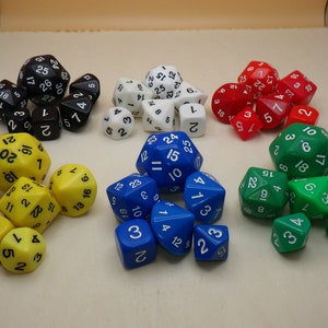 Who Knew? 6 Die Dice Set - D3, D5, D7, D16, D24, D30 - Choose Color ...