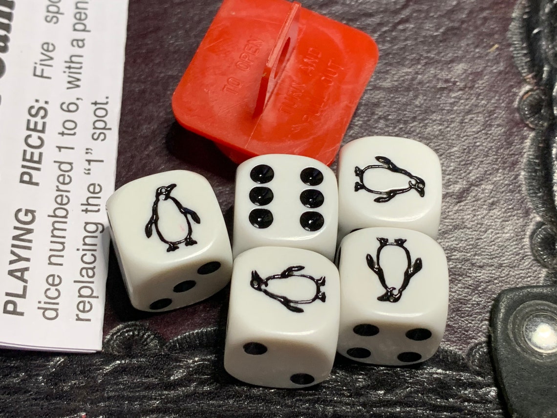 Penguin Dice Game Instructions with 5 Dice Tabletop Gaming | Etsy