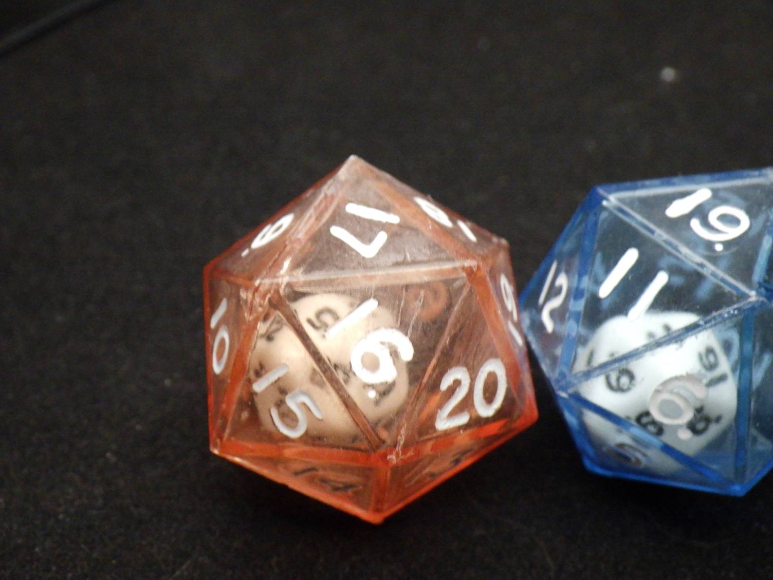 Double D20 Small Twenty Sided Die in Larger Transparent - Etsy