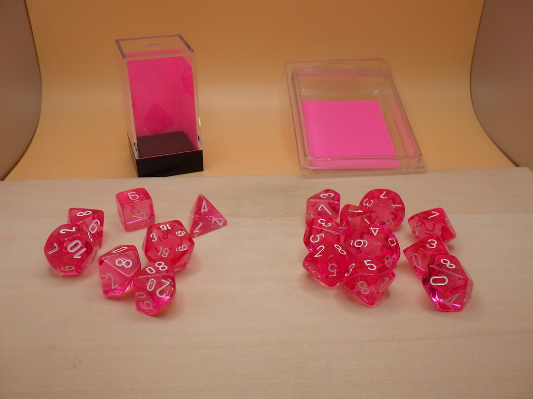 Translucent Pink Dice Set - 7 Piece Polyhedral or 10d10 Set - TTRPG ...