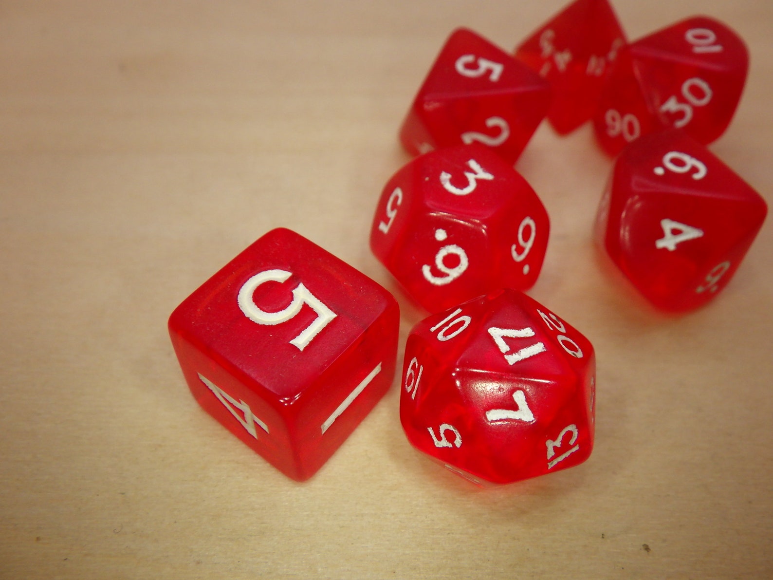 Mini Polyhedral 7 Dice Set Transparent Red With White RPG - Etsy