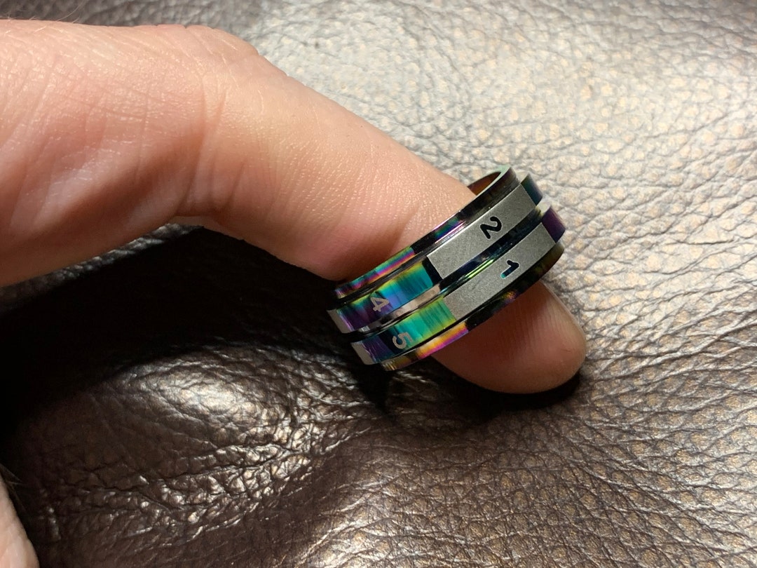 Double 6-sided (2D6) Dice Random Number Spinner Ring Rainbow Tabletop ...