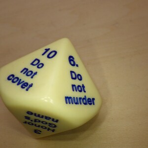 Ten 10 Commandments D10 Die 29mm Ivory With Blue Random Roll Decision ...