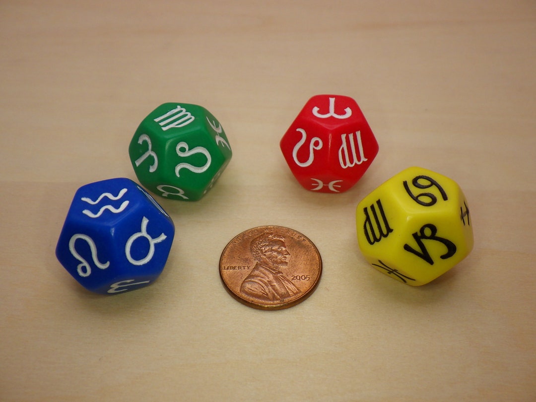 18mm D12 Zodiac Symbols Dice - RPG Tool Tabletop Roleplay Games Supply ...