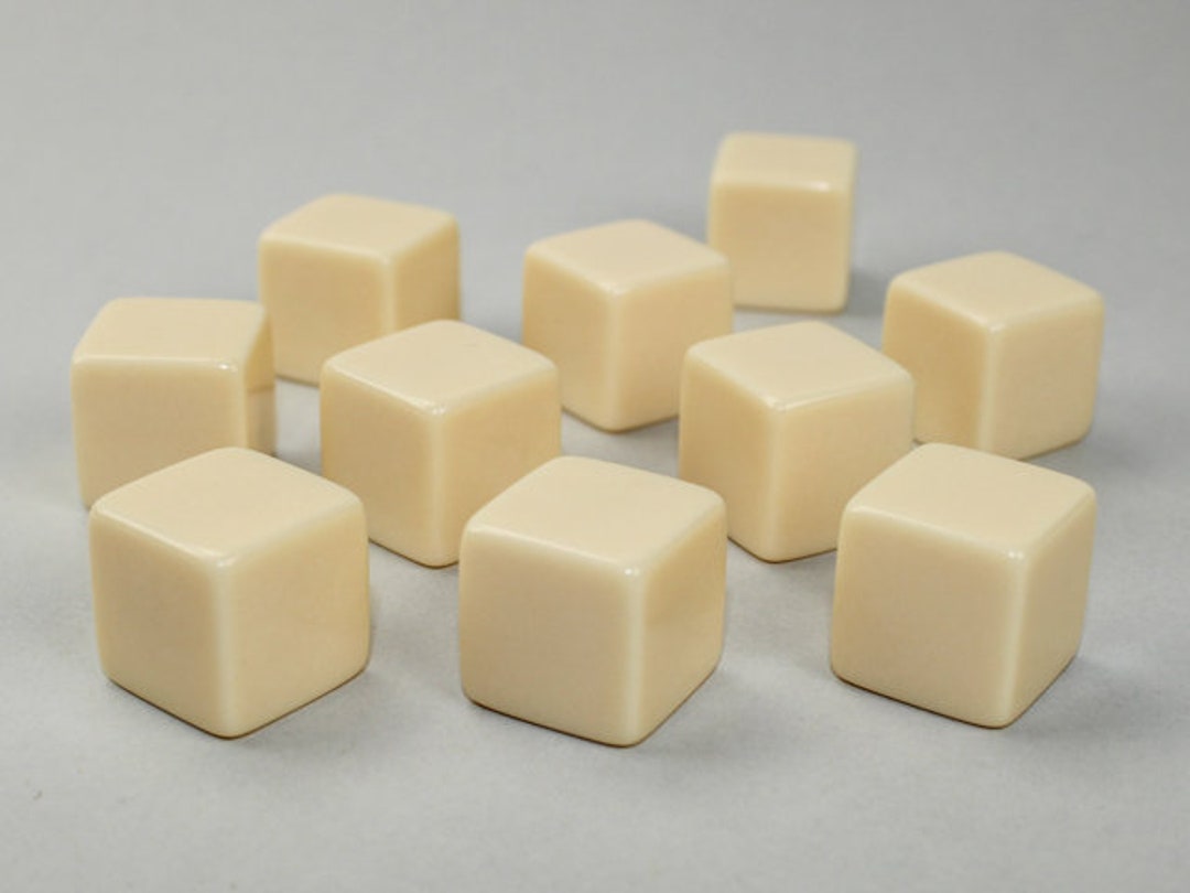 10D6 (10 Six Sided) 16mm Blank Ivory Color Dice RPG Gaming Tabletop ...