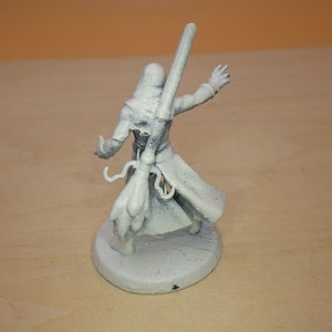 Spell Caster Casting With Staff Strapped on Back Figure Miniature 32mm ...