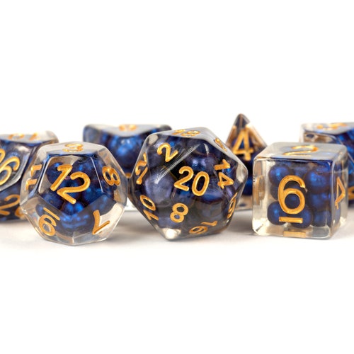 Pearl Dice Royal Blue W/ Gold Numbers 16mm Resin Poly Dice Set - Etsy