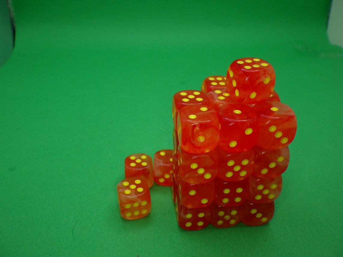12mm Set of 36 D6 Dice 36d6 Ghostly Glow Orange With Yellow - Etsy