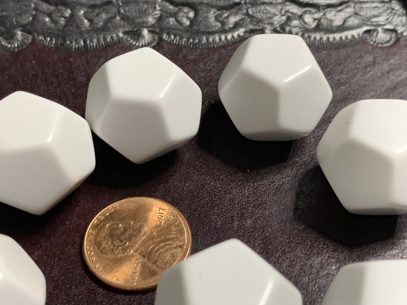 10D12 (10 Twelve Sided) 16mm Blank White Dice - RPG Tool Tabletop ...
