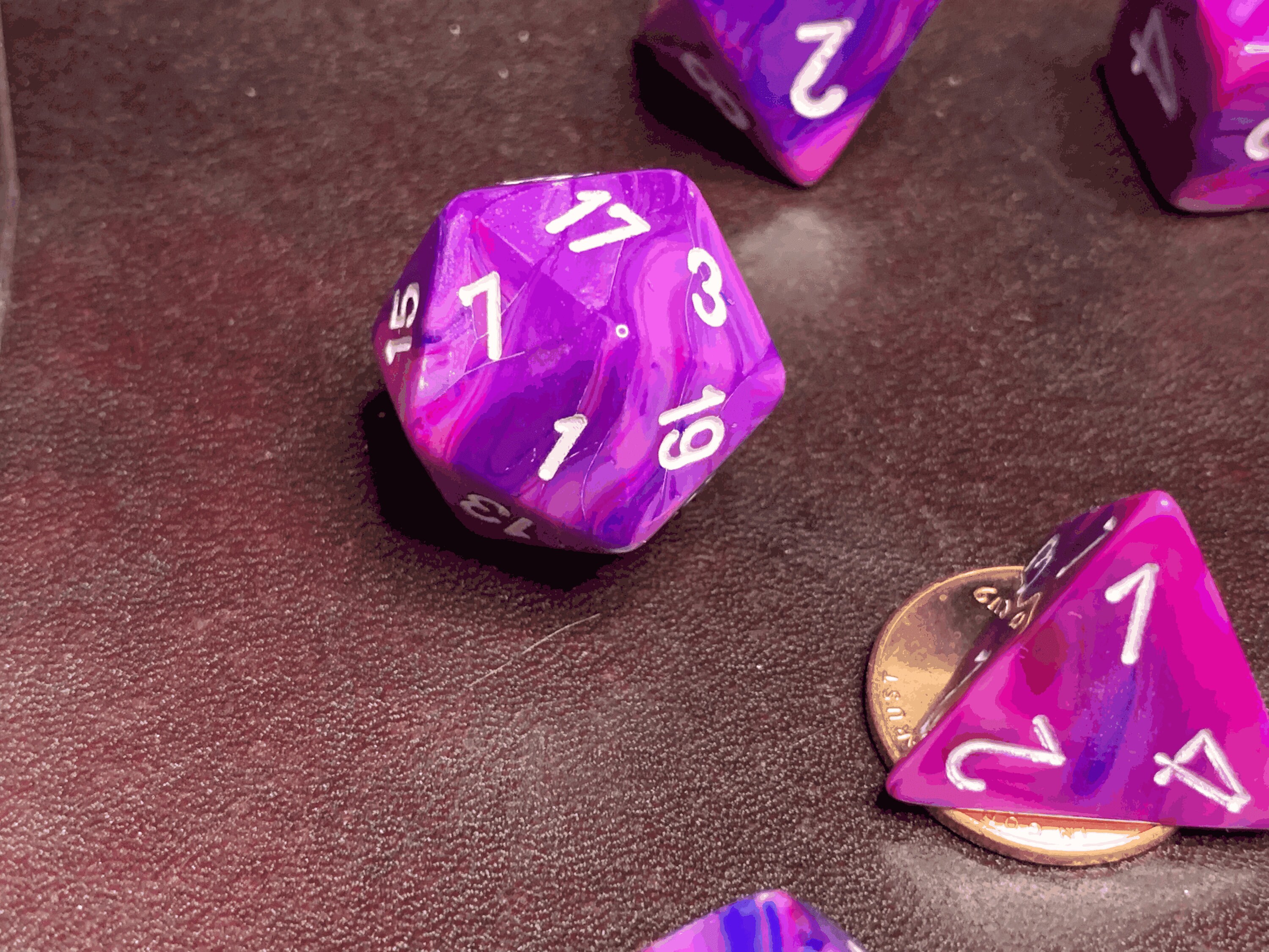 16mm 7 Die Polyhedral Dice Set Festive Violet With White Rpg Etsy