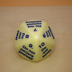 Ten 10 Commandments D10 Die 29mm Ivory With Blue Random Roll Decision ...