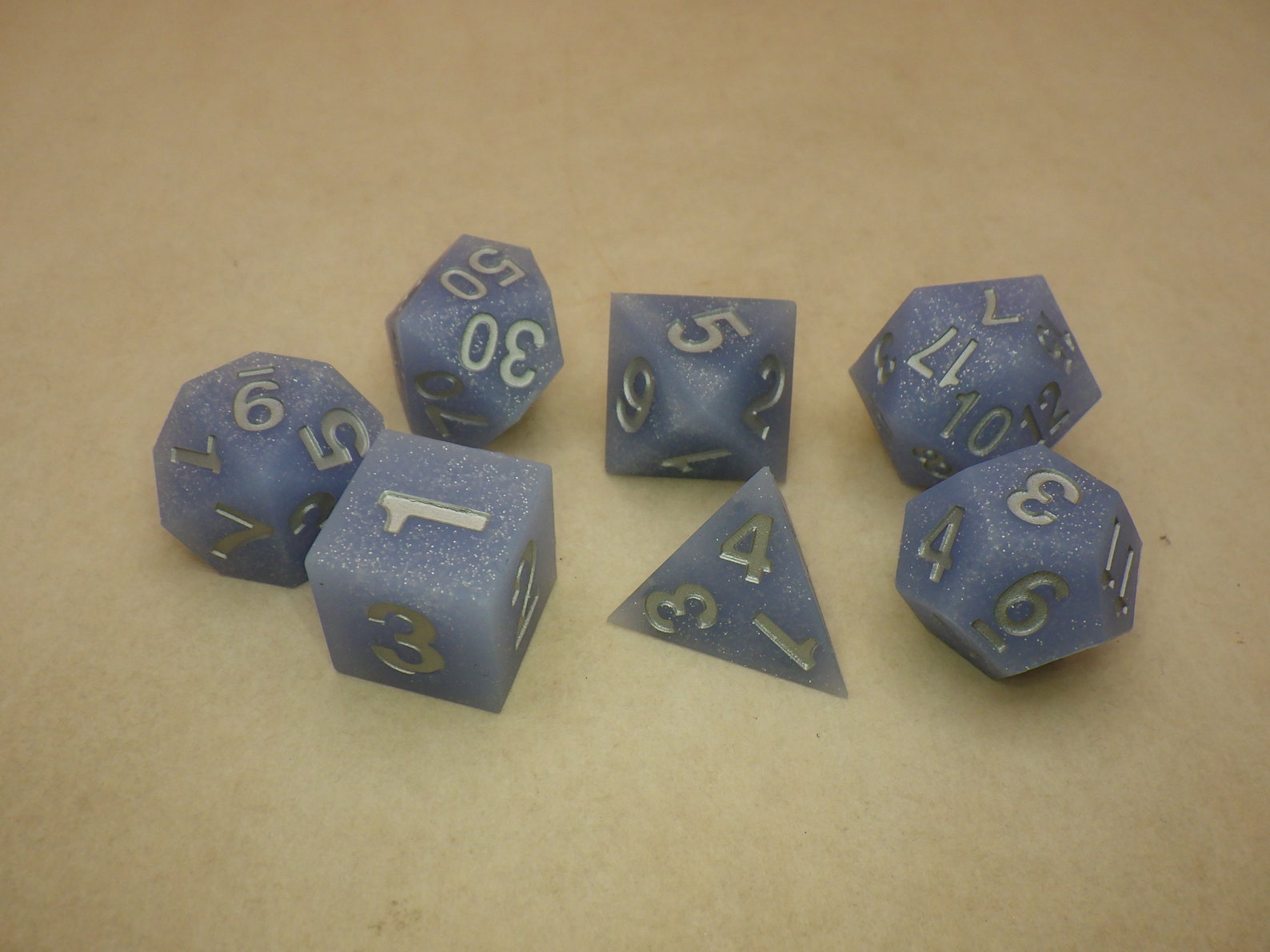 Sharp Edge Silicone Rubber 16mm 7 Die Polyhedral Dice Set - Glacial ...