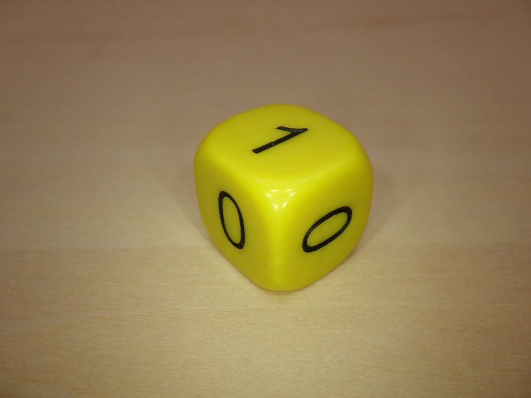 Binary Die Yellow With Black Rounded Corners 16mm D6 Six Sided Rpg Tool Tabletop Roleplay