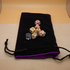 Large Velvet Dice Bag / Satin Lined RPG Pouch / DND Accessories ...