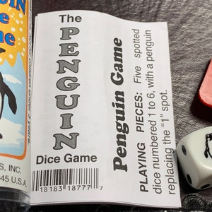 Penguin Dice Game - Instructions With 5 Dice - RPG Tool Tabletop ...