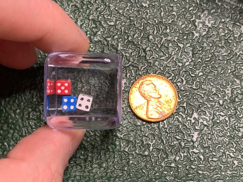 Triple D6 - Three Small D6 in Large Clear D6 Die - RPG Dice Tool ...